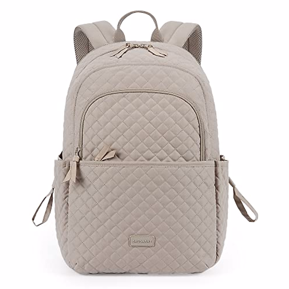 BAGSMART Travel Laptop Backpack, Quilted Work Bookbag Fits 15.6 Inch Laptop, Laptop Backpack with Charging Port Hole, Lightweight Bookbag for College Work Business, Grey