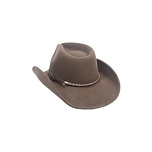 Western Hat Band for Cowboy Hats by Silver Canyon, Brown Leather with Tan, Brown, Natural Braided Horsehair