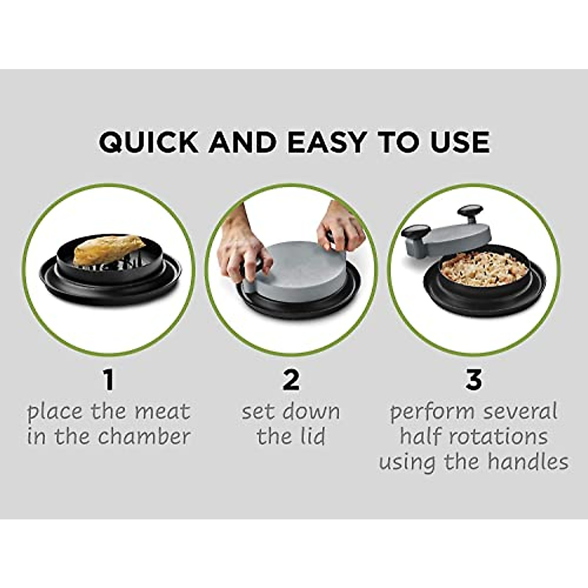 Chicken Shredder Shred Machine, Alternative to Bear Claws Meat Shredder for Pulled Pork Red Beef and Chicken (Gray)