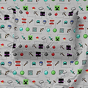 Jay Franco Minecraft Monster Hunters Twin XL Sheet Set - 3 Piece Set Super Soft and Cozy Kid’s Bedding Features Creepers - Fade Resistant Microfiber Sheets (Official Minecraft Product)