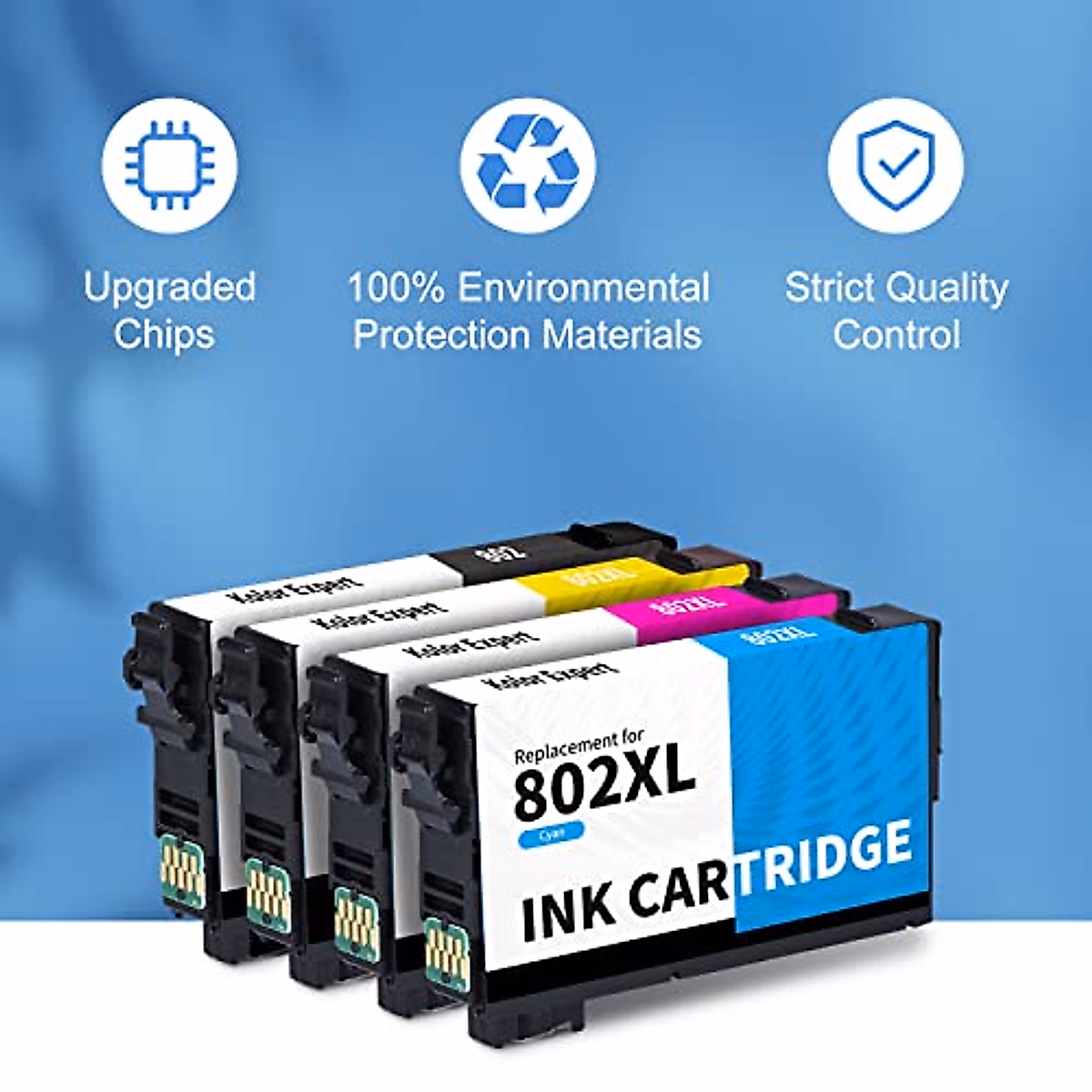 Kolor Expert Remanufactured T802 Ink Cartridge Replacement for Epson 802XL 802 T802XL Work with Epson Workforce Pro WF-4740 WF-4730 WF-4720 WF-4734 EC-4020 EC-4030