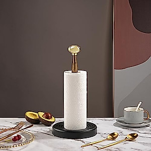 Paper Towel Holder Countertop, BESWEL Paper Towel Holder Stand, Black Weighted Base, Kitchen Towel Holder, Crystal Head, for Kitchen Bathroom