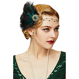 BABEYOND 1920s Flapper Gatsby Headband Roaring 20's Party Headpiece (Green)