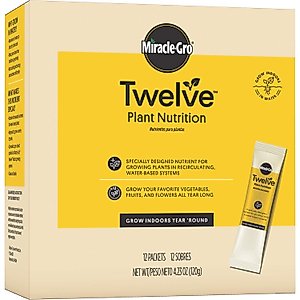 Miracle-Gro Twelve Plant Nutrition 12 Pre-Dosed Packets for Indoor Gardening - Plant Food for Vegetables, Fruits and Flowers, Designed for Growing Plants in Hydroponic Systems