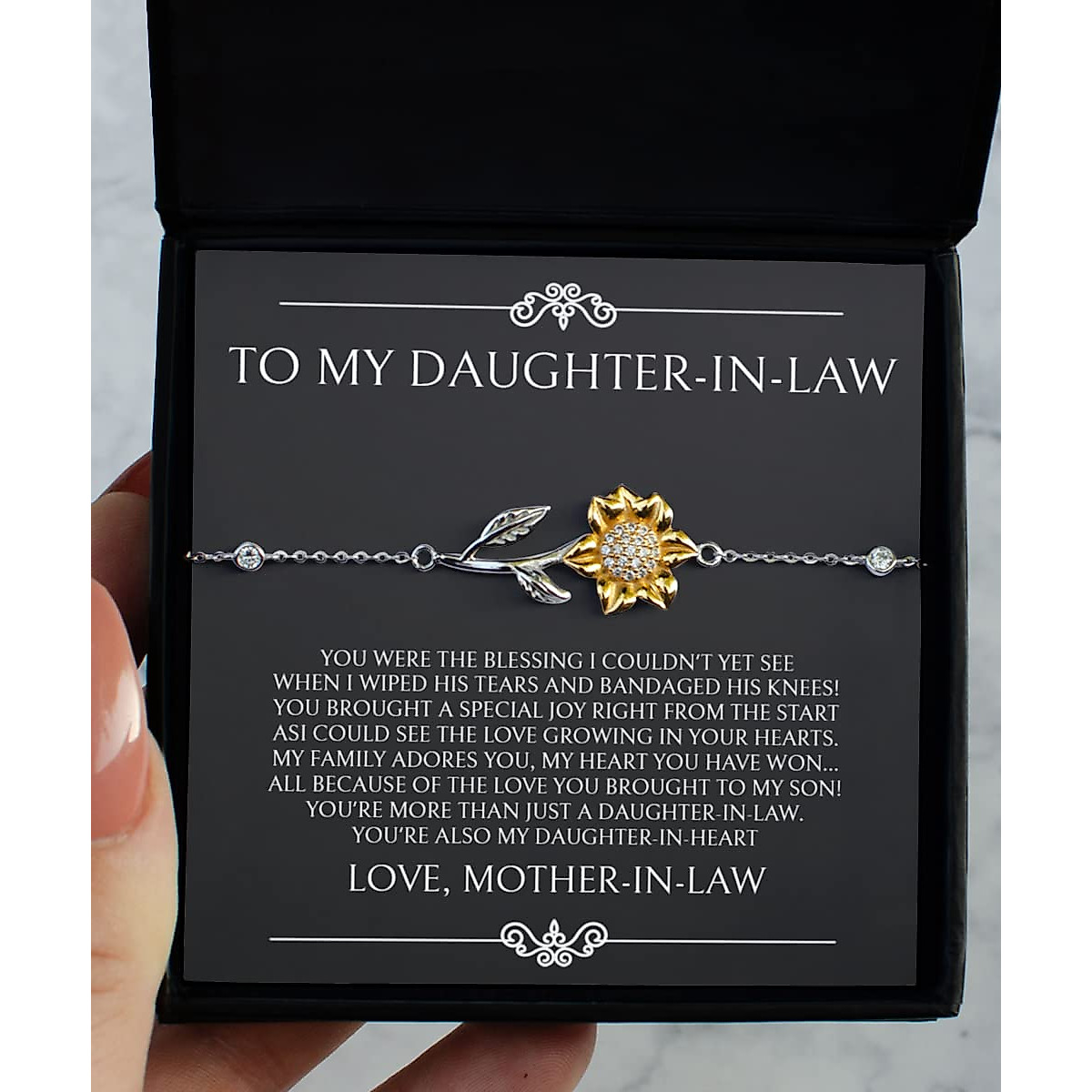 Daughter in Law Bracelet, To My Daughter-in-Law Gifts For Birthday, Valentine's Day, Wedding Day, Future Daughter-in-Law Gifts From Mother-in-Law, Silver Plated Zinc, Cubic Zirconia