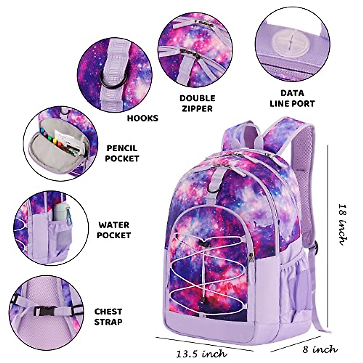 Choco Mocha 18inch Glaxay Backpack + Lunch Bag, Red