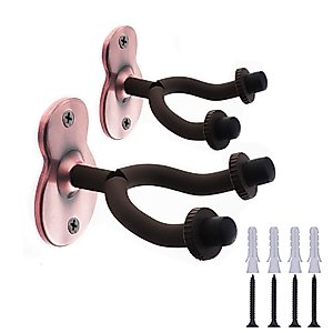 WOTLLA Guitar Wall Mount, Guitar Hanger Alloy Steel Guitar Wall Hangers for Acoustic Electric Guitar Banjo Bass Guitar, Gift for Guitar Players 2 Pcs
