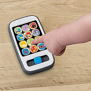 Fisher-Price Baby Learning Toy, Laugh & Learn Smart Phone, Electronic Toy with Lights and Music for Babies and Toddlers, Gray