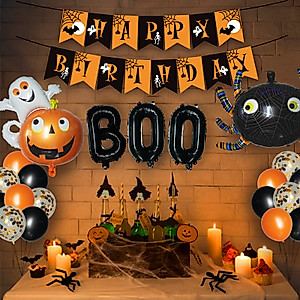 Halloween Birthday Party Decorations Halloween Birthday Banner Halloween Theme Happy Birthday Halloween Decorations Black and Orange Happy Birthday Halloween Banner