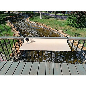 Balcony Bar Table for Railings, Balcony Folding Deck Table, Wooden Adjustable Hanging Deck Table for Patio, Apartment, Garden (Natural, 47.3" L x 11.8" W)