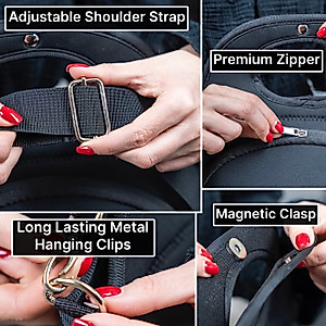 Made Easy Kit Large Insulated Lunch Tote Carrier for Women Men with Front Zipper Pocket, Soft Lightweight, Travel Ready with Padded Shoulder Strap & Magnetic Clasp Handle (Black, Large)