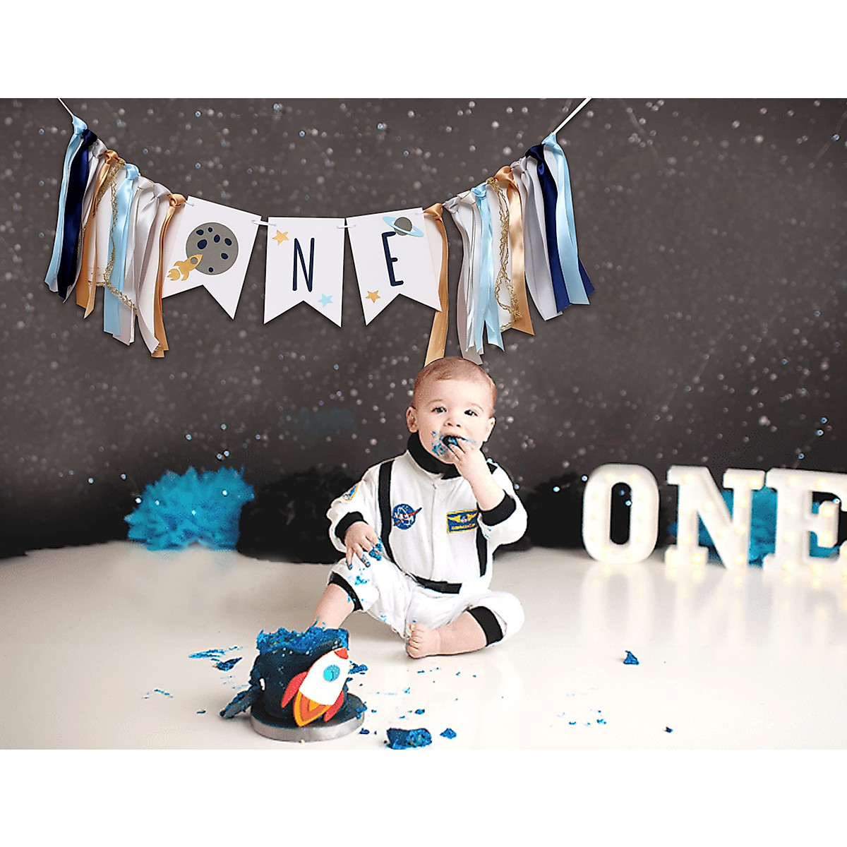Space Theme 1st Birthday Banner-space Theme High Chair Banner, 1st Birthday High Chair Banner, Outer Space Birthday, 3 2 1 Lift-off, Universe Birthday, Orbit the Sun, Rocket Ship (rocket Banner)