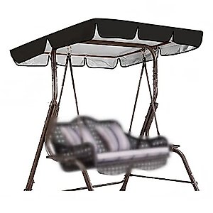 WULEE Outdoor Porch Swing Canopy Waterproof Top Cover, Garden Patio Swing Seat Replacement Canopy Awning Canopy Cover (77'' x 49'', Canopy Only) (Black)