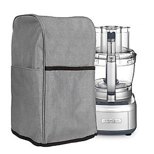 Crutello Food Processor Cover, Blender Dust Cover with Storage Pockets for Medium Elemental 8-13 Cup Processor, Cuisinart 13-Cup Food Processor Carrying Case, Kitchenaid Food Processor Cover
