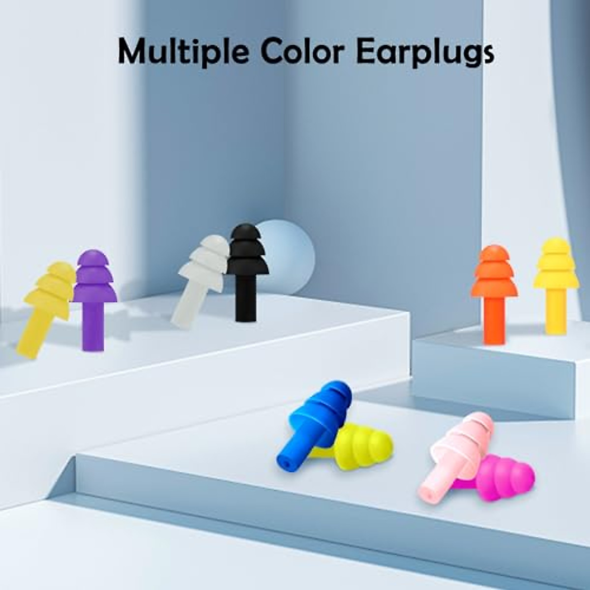 Ear Plugs for Sleeping Noise Cancelling, Reusable Silicone Sound Blocking Earplugs, Waterproof Noise Reduction Ear Plugs for Shooting, Swimming, Concerts, Snoring (50 Pair)