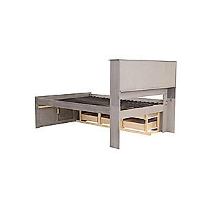 Discovery World Furniture Charcoal Full Size Bookcase Captain Bed with 6 Drawer Storage on ONE Side Opposite Side is Open