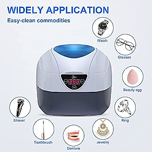 Ultrasonic Cleaner Low Noise Wash Machine for Cleaning Eyeglasses Jewelrys Watches Razors Dentures Combs Tools Instruments - 750 ml