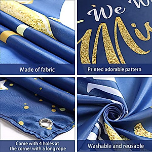 We Will Miss You Party Decorations, Extra Large Going Away Party Backdrop Miss You Photography Background Banner for Farewell Anniversary Retirement Graduation Party, 72.8 x 43.3 Inch (Blue)