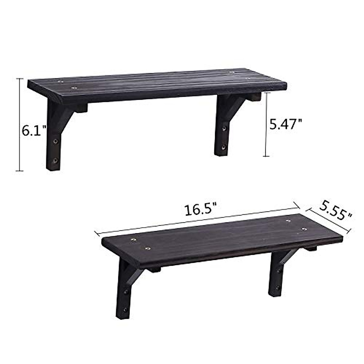 PENGKE Wall Mounted Floating Shelves, Set of 2, Display Ledge, Storage Rack for Room/Kitchen/Office - Retro Brown