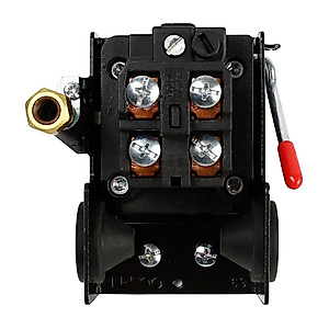 Lefoo Pressure Switch Control 90-125psi 4 Port Heavy Duty 26 Amp for Air Compressor LF10A-4H-1-NPT1/4-90-125