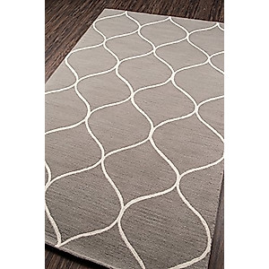 Momeni Rugs Newport Collection, 100% Wool Hand Tufted Loop Cut Contemporary Area Rug, 9' x 12', Grey