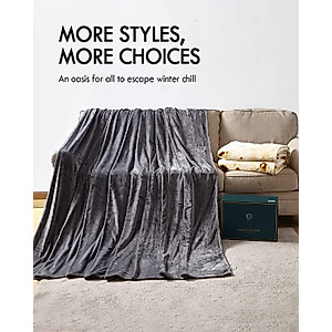 Kaisa Big Blanket 120” x 120" Oversized Huge Blanket 10' x 10' Large Blanket Throw Soft Smooth Cozy Plush Fluffy Flannel Blanket, Outdoor Blanket and Giant Picnic Blanket, Gray