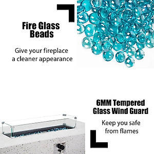 Essential Lounger 56 Inch Firepit Table for Outside, 50,000 BTU Rectangular Concrete Outdoor Firepit Tables with Wind Guard,Waterproof Cover,Lava Rocks,Side Handles,Big Propane Gas Fire Table - Grey