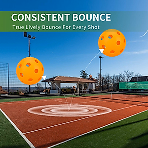 CAMSOON Indoor 26 Hole Indoor Orange Pickleball Balls Bright Orange Pickle Balls 6 Pack USAPA Paddle Ball Regulation Size A Great Addition for a Pickleball Set (Orange-6Pack)