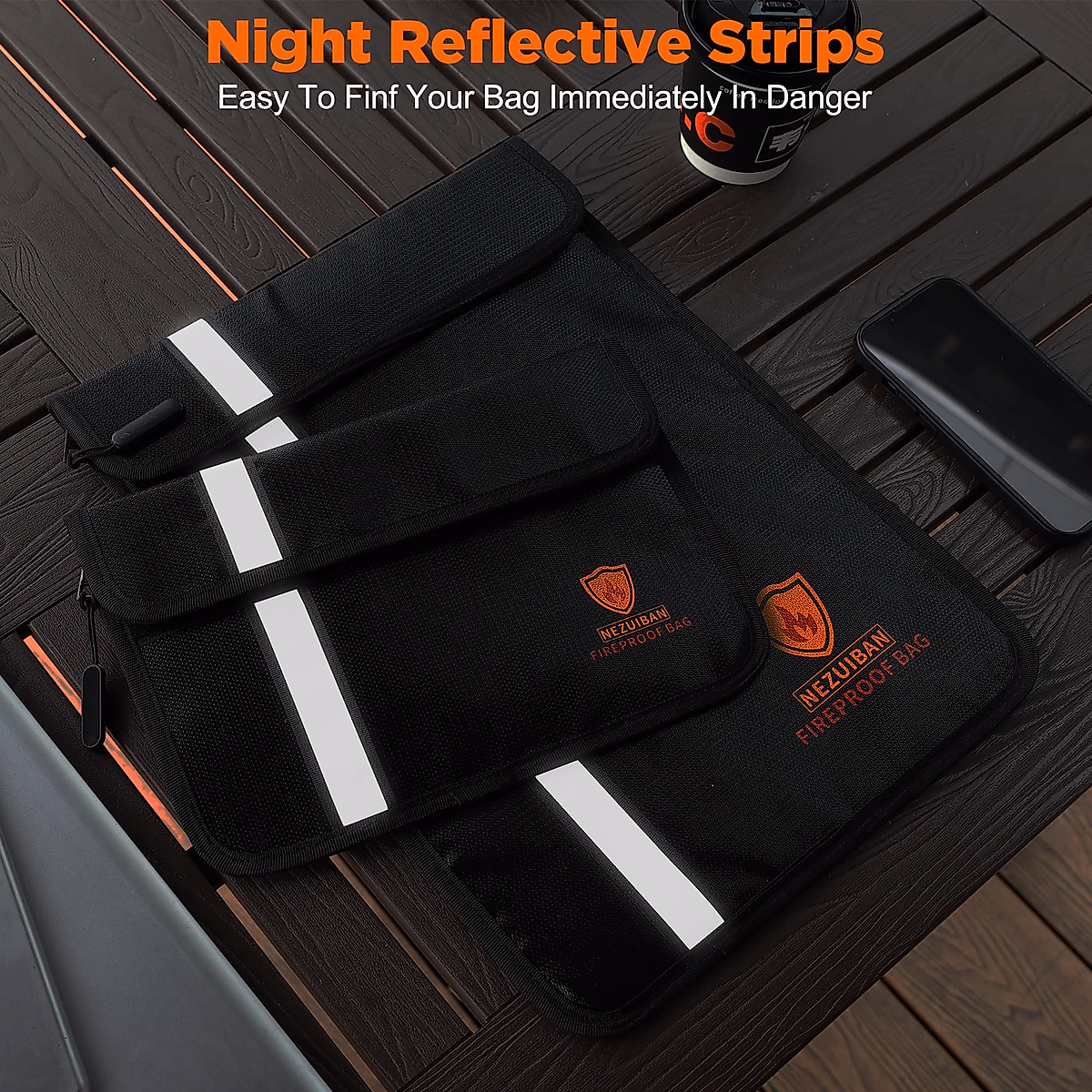 Fireproof Document Bag, 15.7" x 11.8" Extra Large Waterproof and Fireproof Money Bag for Documents,Passport,Cash,Jewelry