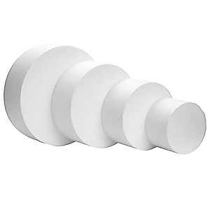 4-Piece Round Foam Cake Dummies for 16" Tall Fake Wedding Cake in 4 Sizes, for Decorating and Crafts, Baking Displays, Wedding Cake Design (6, 8, 10, and 12-Inch Sizes)