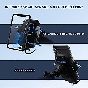 Wireless Car Charger, Amlink Auto Sense 15W Max Qi Fast Charging, Car Phone Holder Mount, Auto Clamping Alignment Cell Phone Holder, Air Vent for iPhone 14 13 12 11 Pro Max, Samsung S22 S21, etc