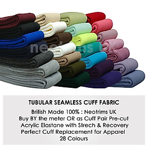 Knit Rib Cuff Stretch Ribbed Fabric Seamless Cuffing,Tubular Ribbing by The Meter or Pair. Revamp Clothing Jacket Cuff, by Neotrims | Silver Grey, 1 Pair (2 Pieces)