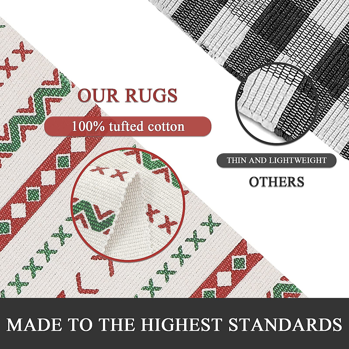 HiiARug Boho Decor Runner Rug 2'x4'4" Tufted Area Rug with Tassels Machine Washable Runner Rugs for Hallway Living Room Front Porch Patio Balcony Bedroom