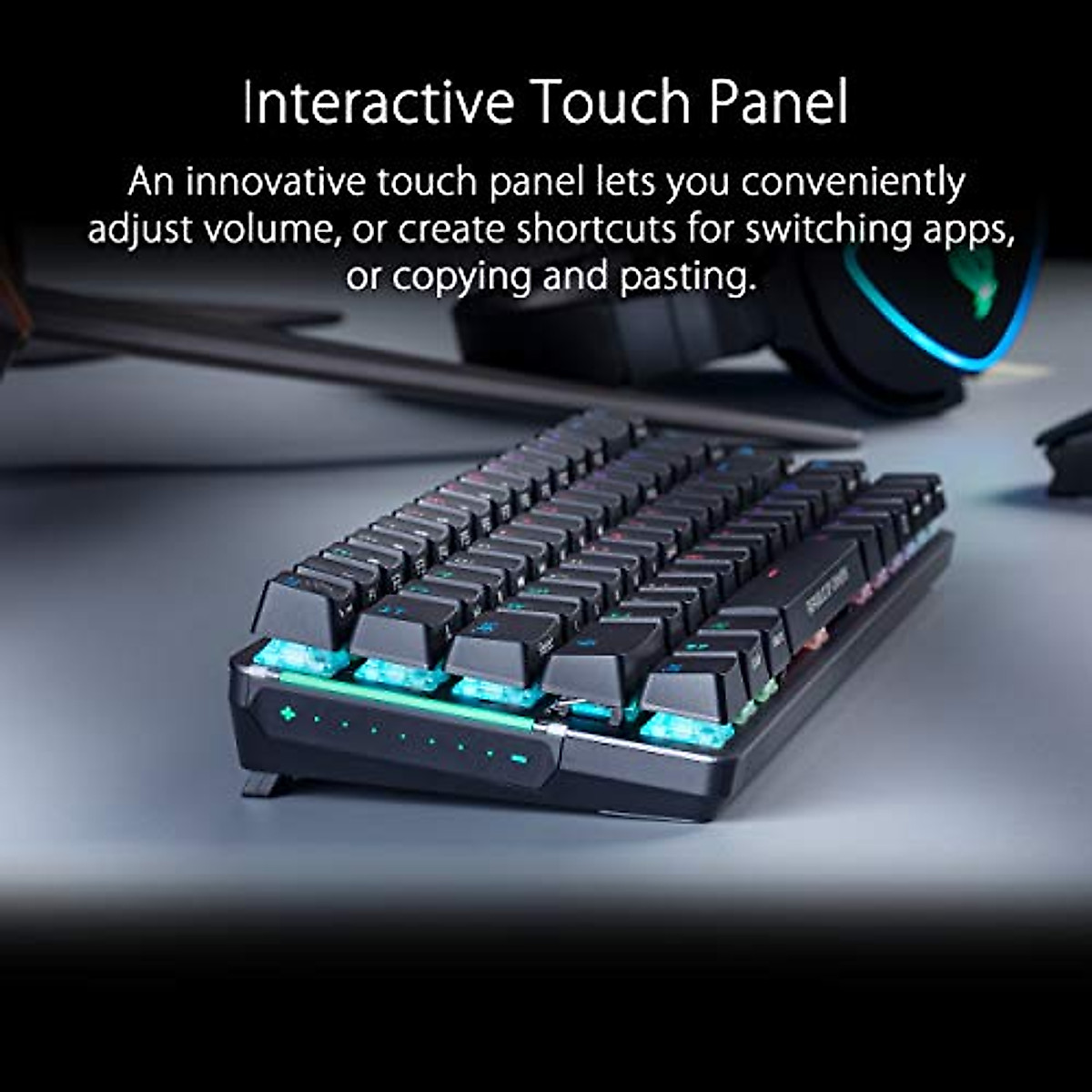 ASUS ROG Falchion NX 65% Wireless RGB Gaming Mechanical Keyboard | ROG NX Red Linear Switches, PBT Doubleshot Keycaps, Wired / 2.4G Hz, Touch Panel, Keyboard Cover Case, Macro Support (Renewed)