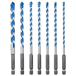 UBESTHS Concrete Drill Bit Set 7 Pcs, Masonry Drill Bit Set 5/32"-3/8", Shockproof Hex Shank Drill Bit Set, Industrial Carbide Drill Bits for Class/Brick/Plastic/Cement/Tile