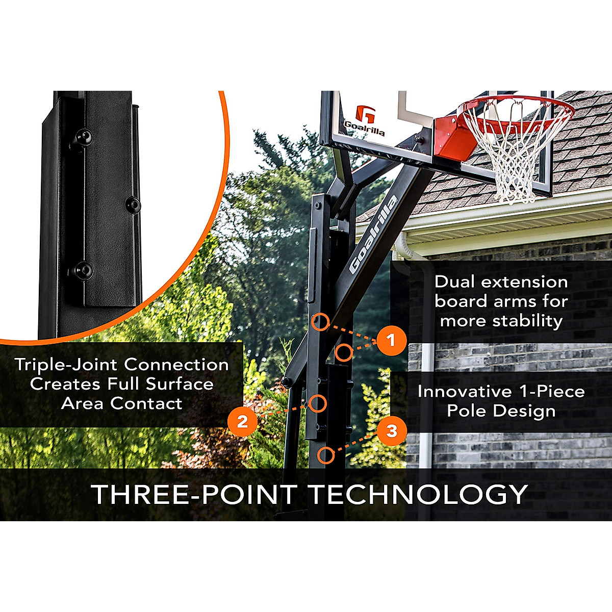 Goalrilla Basketball Hoops with Tempered Glass Basketball Goal Backboard, Black Anodized Frame, and In-ground Anchor System