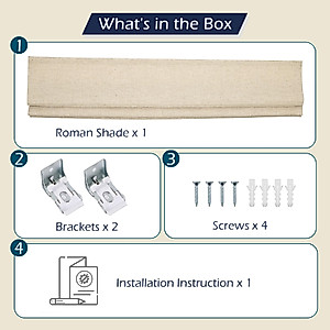 Cordless Roman Shades Window Blinds Thermal Room Darkening Fabric Roman Shades for Living Room, Beige