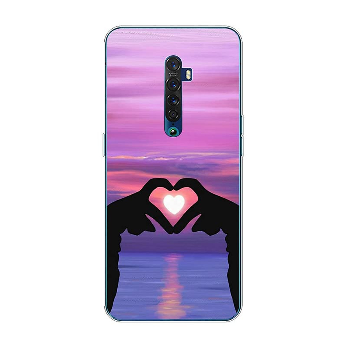 KARTXITAI Case Compatible with Reno2,Shockproof Slim Thin Silicone Protective Anti-Fingerprint Anti-Scratch Anti-Fall Phone Cover - Love,Sky,Sunset,Glow,Lovers