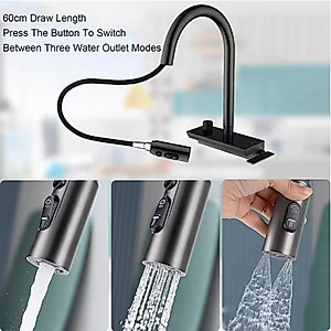 Kitchen Sink Faucets, Led Digital Temperature Display,Kitchen Faucet With Pull Down Sprayer,Kitchen Faucets,Kitchen Sink Faucet With Raindance Waterfall Outlet,Brass Body,Faucet For Kitchen Sink,Grey