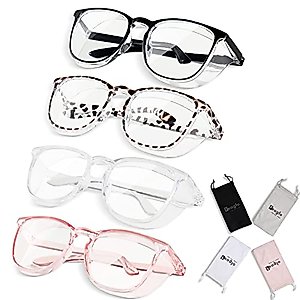 Feaglo Safety Glasses, Anti Fog Safety Goggles for Women Men, Blue Light Blocking with Clear Lens, 4Pack Stylish Eye Protection Glasses with side Shield