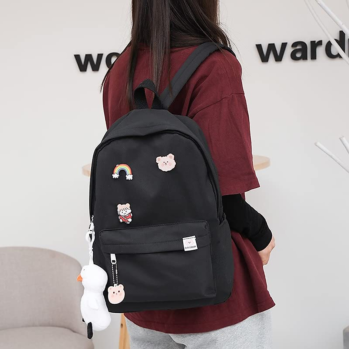 Mini Backpack Cute Small Backpack Purse for Women Mini Backpack Purse Backpack Purse for Teen Girls (Black)