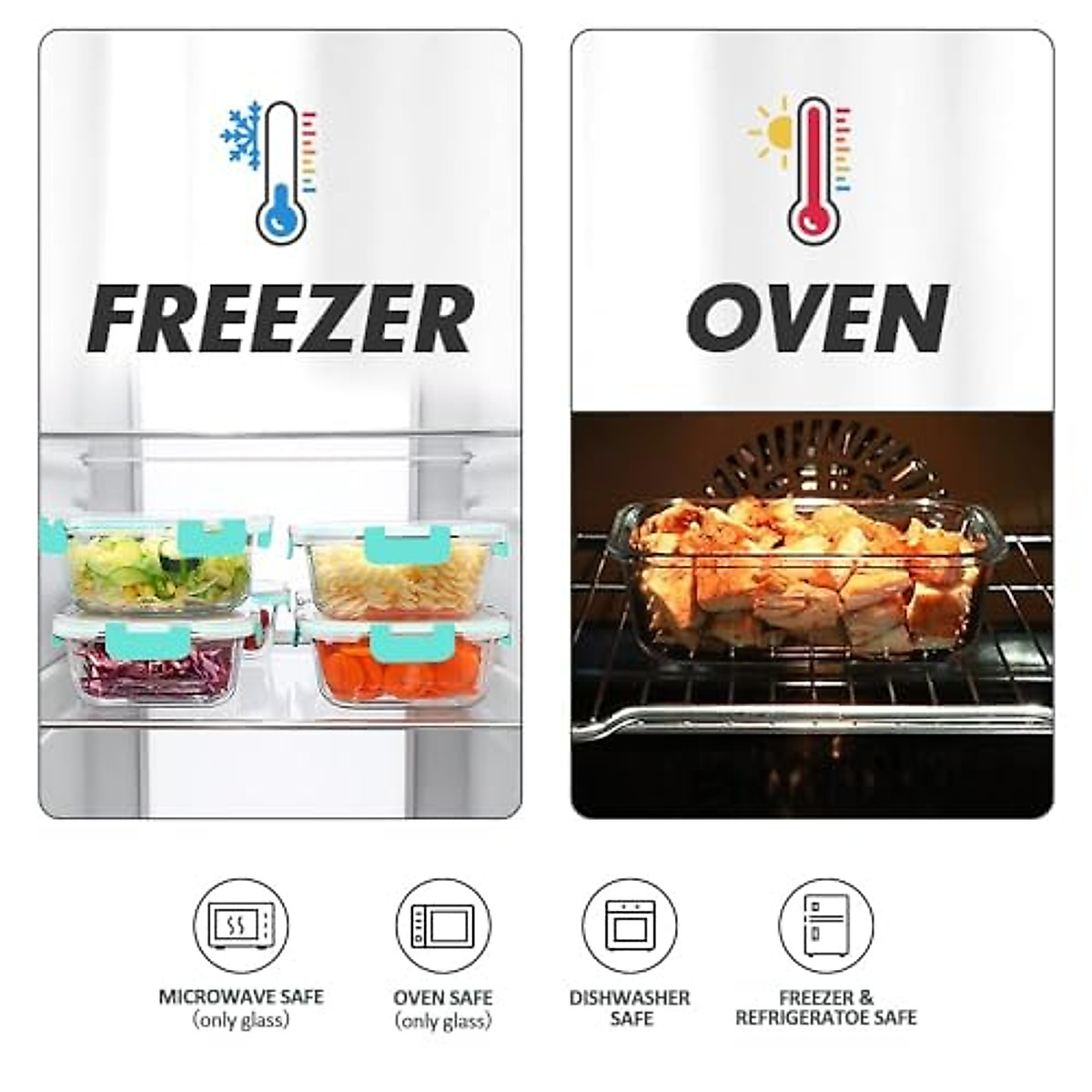 VERONES 30 Pieces Glass Meal Prep Containers Set, Airtight Glass Lunch Containers, Stackable Glass Food Storage Containers with Lids, for Microwave, Oven, Freezer & Dishwasher Friendly,Green