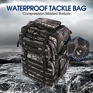 IGOGI Fishing Tackle Backpack 3 Fishing Rod Holders with 2 Lure Covers Without Trays Large Tackle Bag Storage Can Holds Up To (12) 3700 Tackle Boxes (Camo Black Pack + 2 Lure Covers)