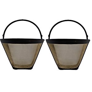 Blendin Reusable #4 Cone Style Gold Stainless Steel Mesh Coffee Filter, Compatible with Cuisinart GTF-4 and some other Coffeemaker Brewers (2 Pack)