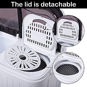 Imseigo Compact Portable Washing Machine,Mini Compact Twin Tub with Built-in Drain Pump Washer 14.3Lbs Semi-automatic Spain Spinner Portable Washer for Camping, Apartments, Dorms, College Rooms,Grey