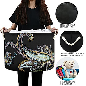 ALAZA Paisley Flower Indian Ethnic Storage Basket Gift Baskets Large Collapsible Laundry Hamper with Handle, 20x20x14 in