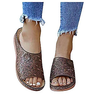 justHIGH Women's Open Toe Classic Roman Style Sandals Stretch Flatform Slide Sandal