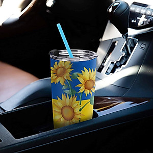 LALIHRLAL I Love Ukraine Flag Sunflower Tumbler Insulated Stainless Steel Travel Tumbler Car Cup With Lid 20 OZ