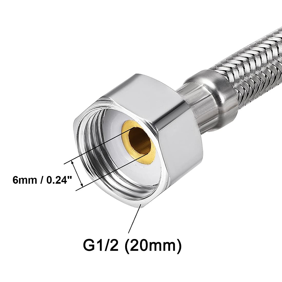 uxcell Faucet Supply Line Connector G1/2 Female x M10 Male 16 Inch Length 304 Stainless Steel Hose 2Pcs