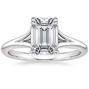 Bhumi Gems 2CT Emerald Cut VVS1 Colorless Moissanite Engagement Ring Wedding Band Gold Silver Eternity Solitaire Halo Vintage Antique Anniversary Promise Gift Reverie Engagement Ring